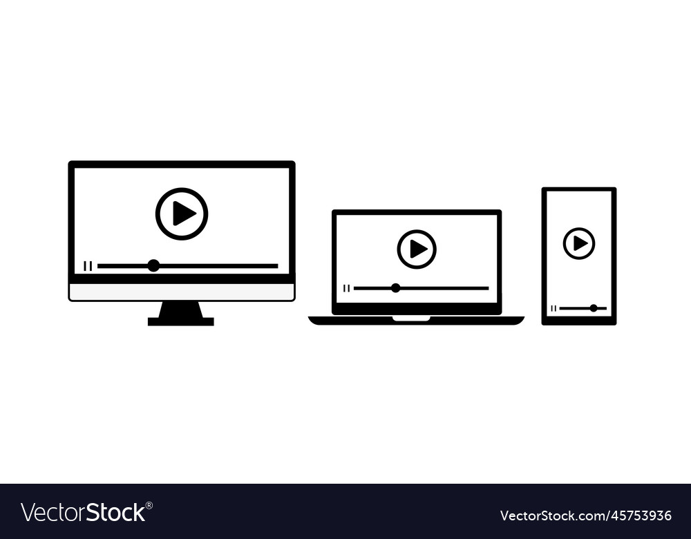 Video player interface for different devices Vector Image