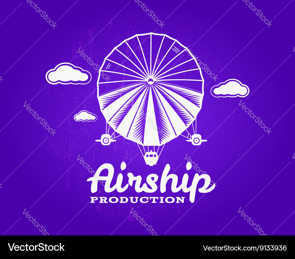 Vintage airship logo retro dirigible balloon Vector Image