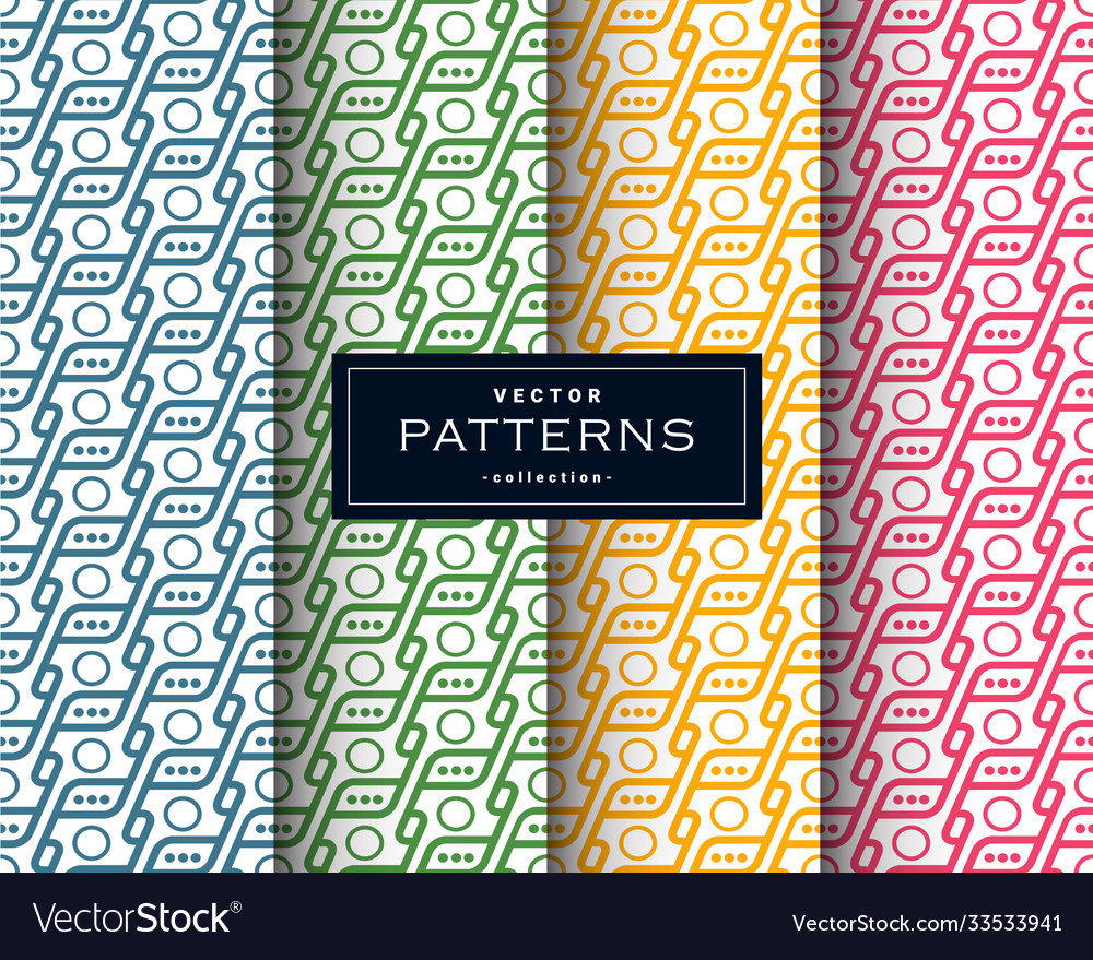 Abstract seamless geometric patterns set in four Vector Image