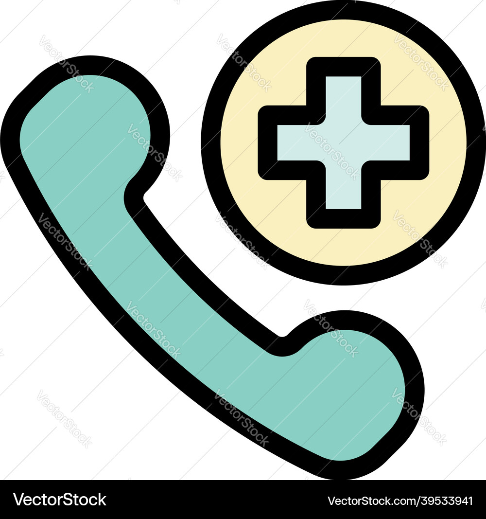 Call medical help icon color outline Royalty Free Vector
