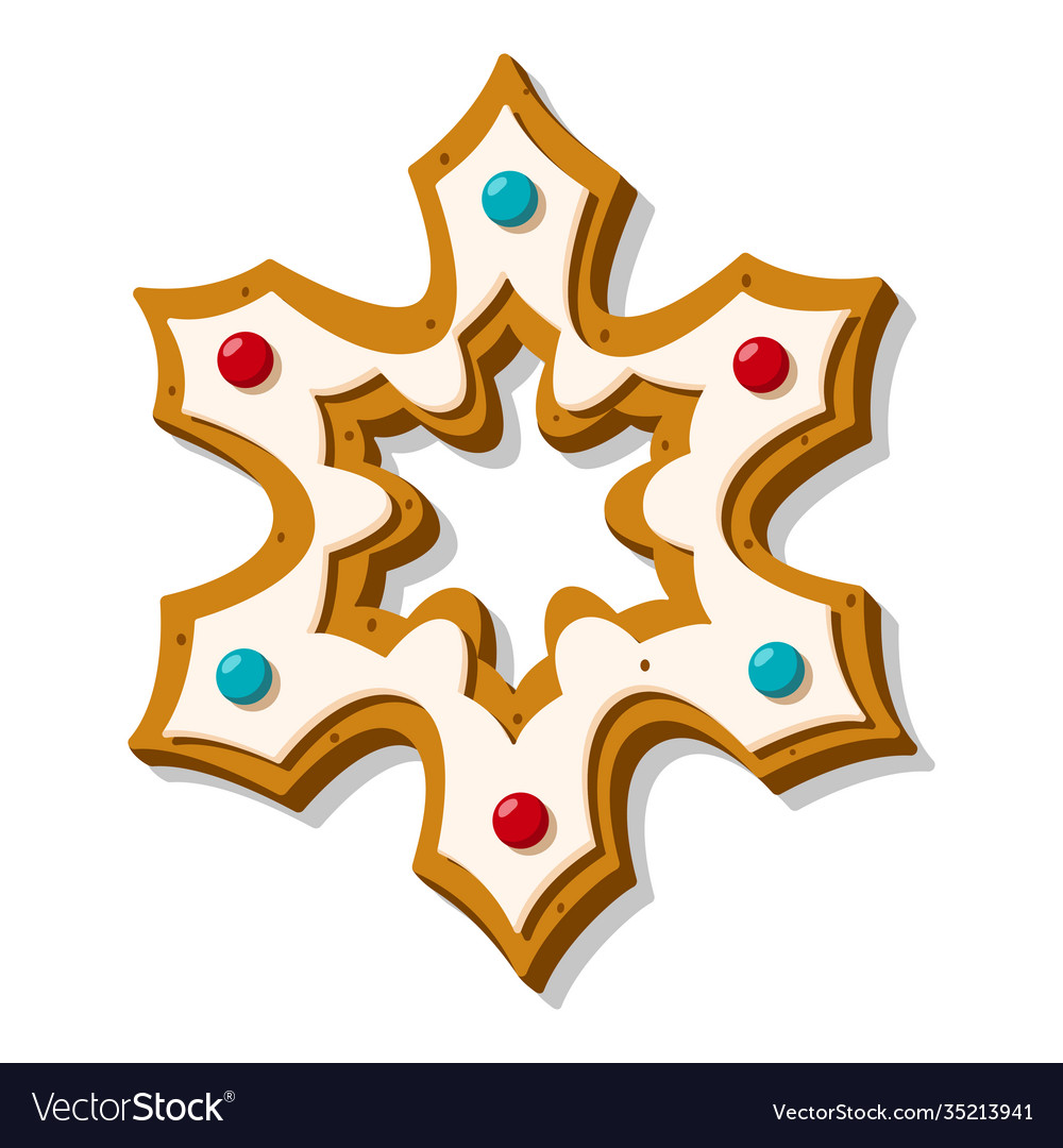 Christmas gingerbread snowflakes isolated on white