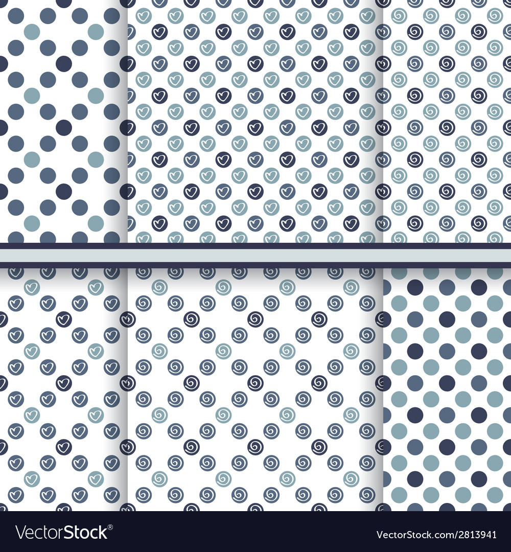 Dark blue polka dot pattern set - seamless texture