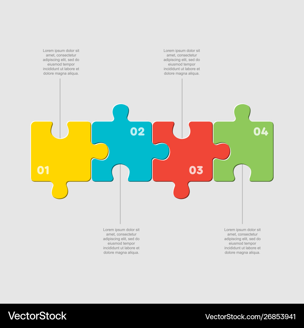 Four pieces puzzle line diagram info graphic Vector Image