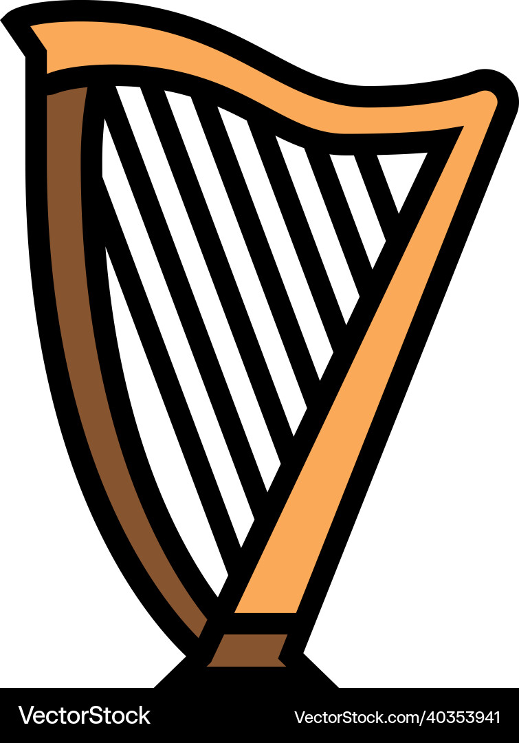 Harp symphonic instrument color icon Royalty Free Vector
