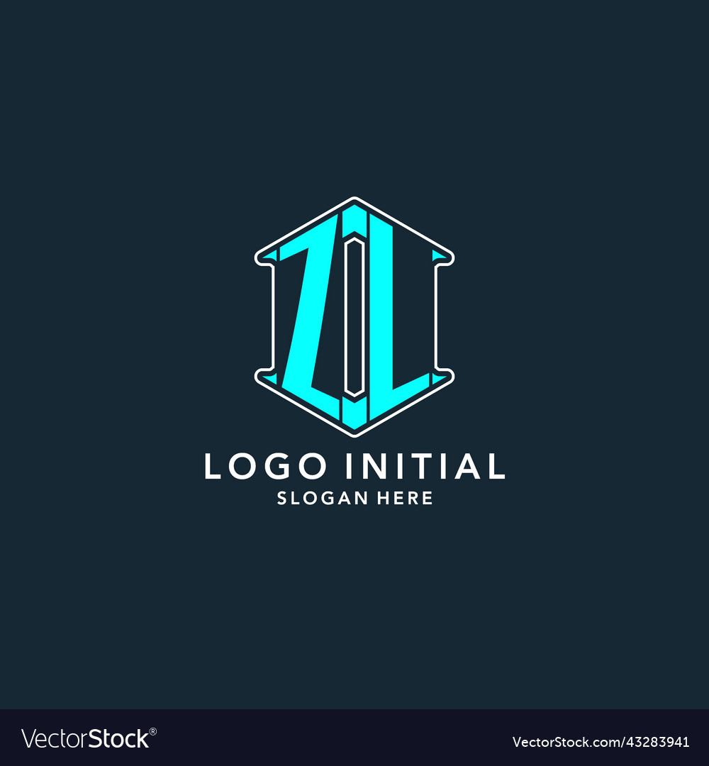 Letter zl logo with hexagon shape geometric style Vector Image