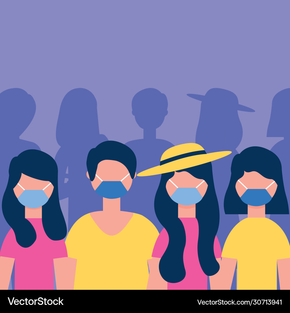People using face masks for covid19 pandemic Vector Image