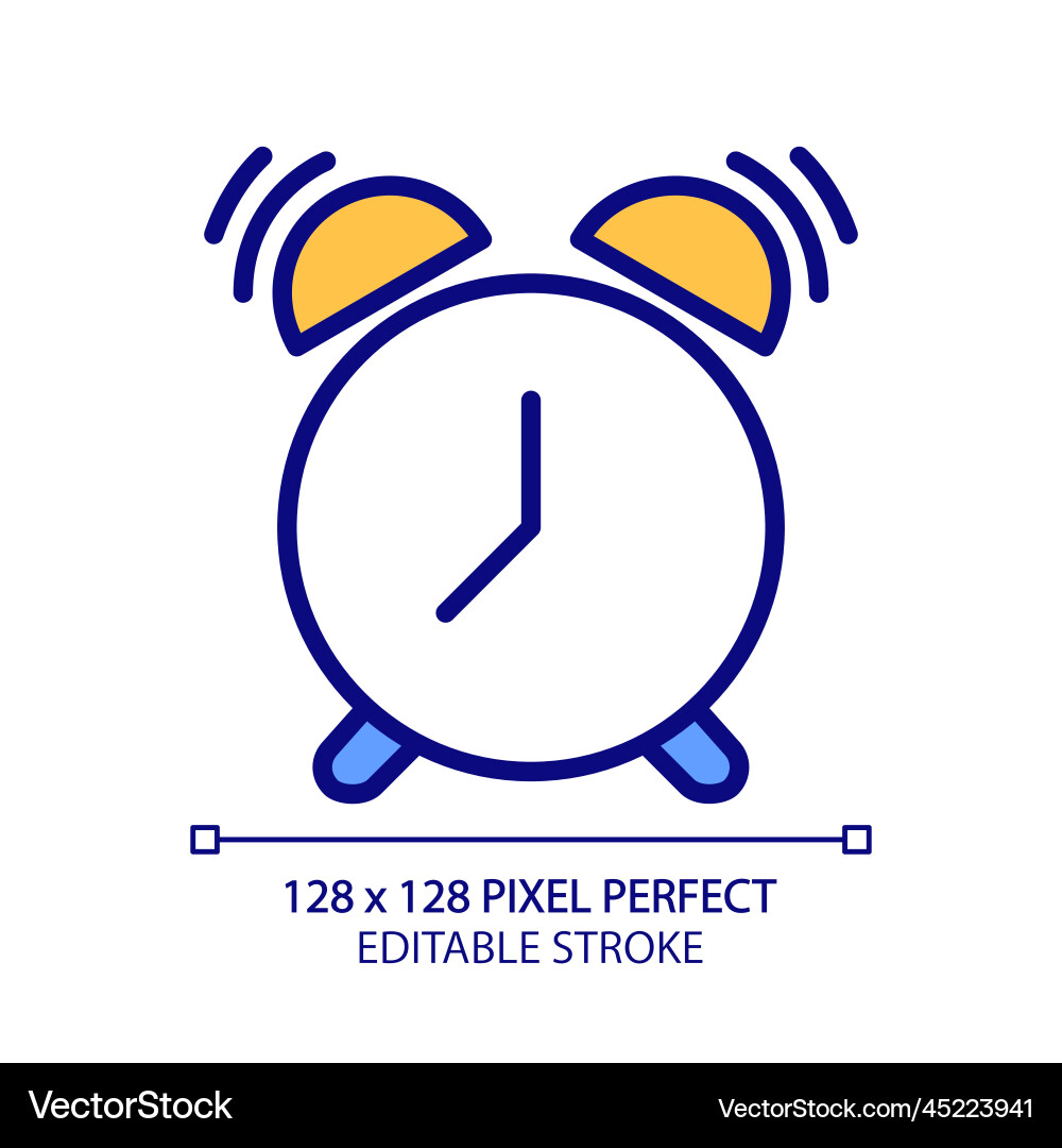 Ringing alarm clock pixel perfect rgb color icon Vector Image