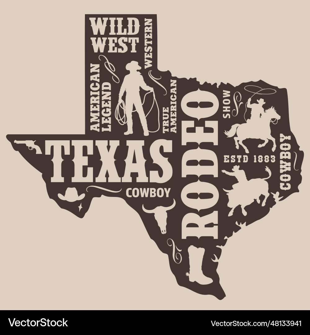 Texas rodeo monochrome vintage emblem Royalty Free Vector