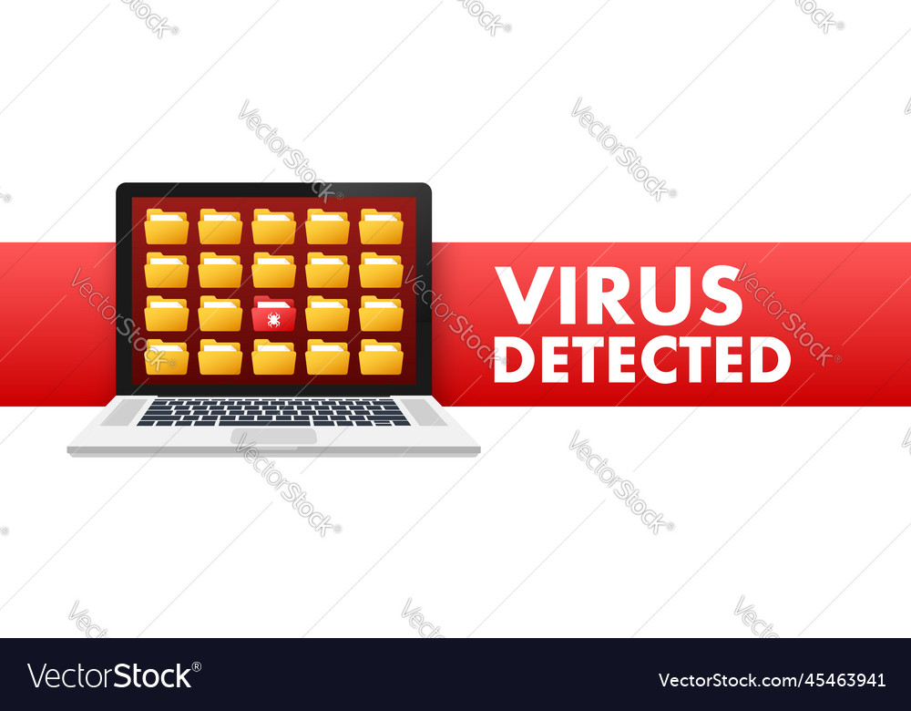 Virus Detected Alert Message Cyberattack Vector Image