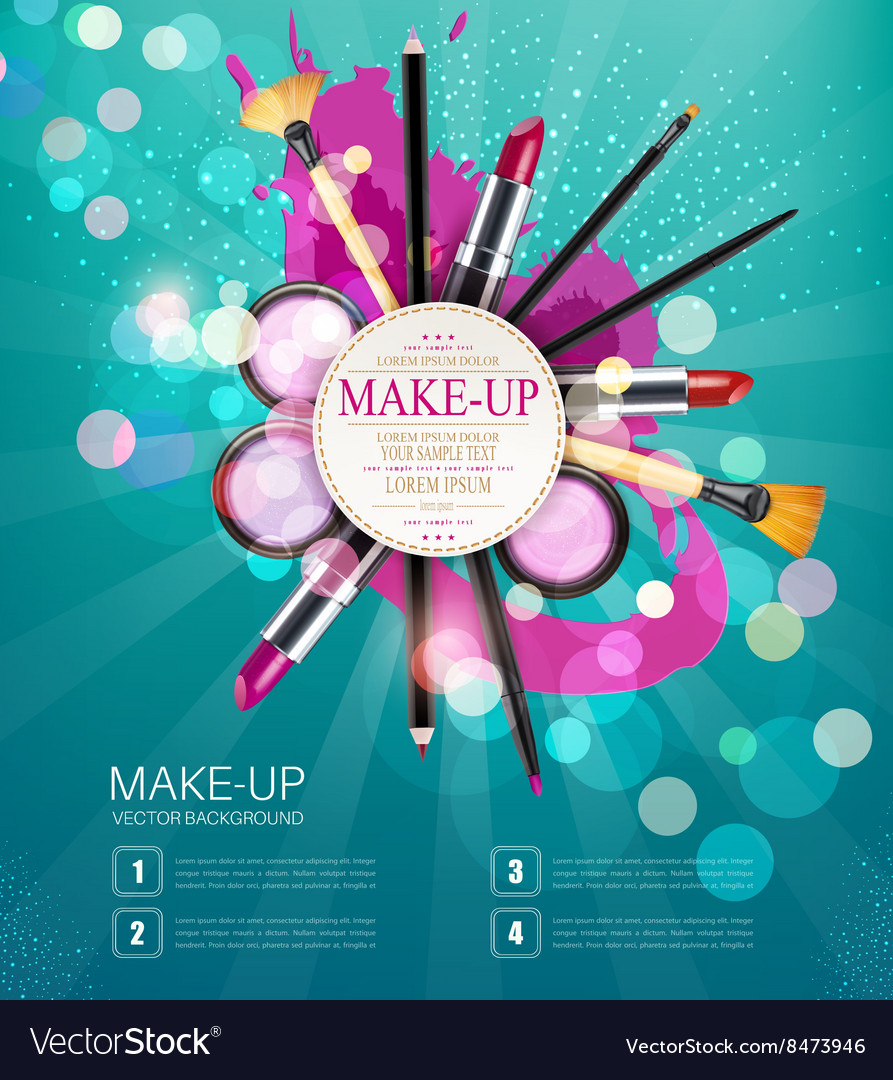Background with cosmetics and make-up objects Vector Image
