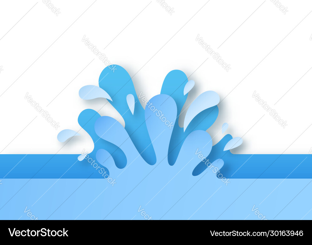 Blue paper cut water splash isolated Royalty Free Vector