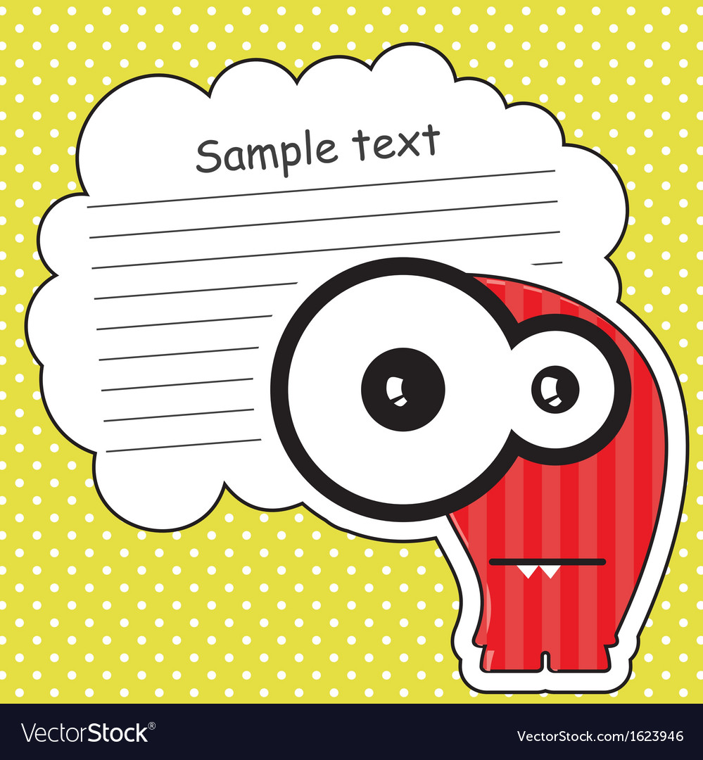 Cartoon monster with message cloud Royalty Free Vector Image