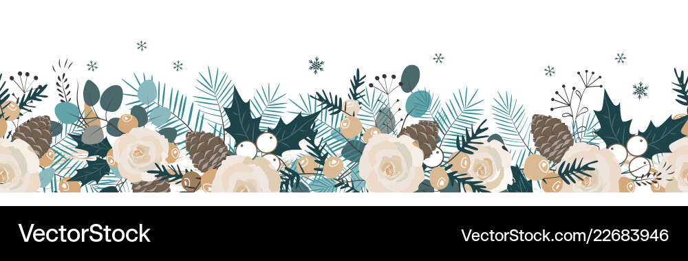 Christmas seamless garland hand drawn Royalty Free Vector