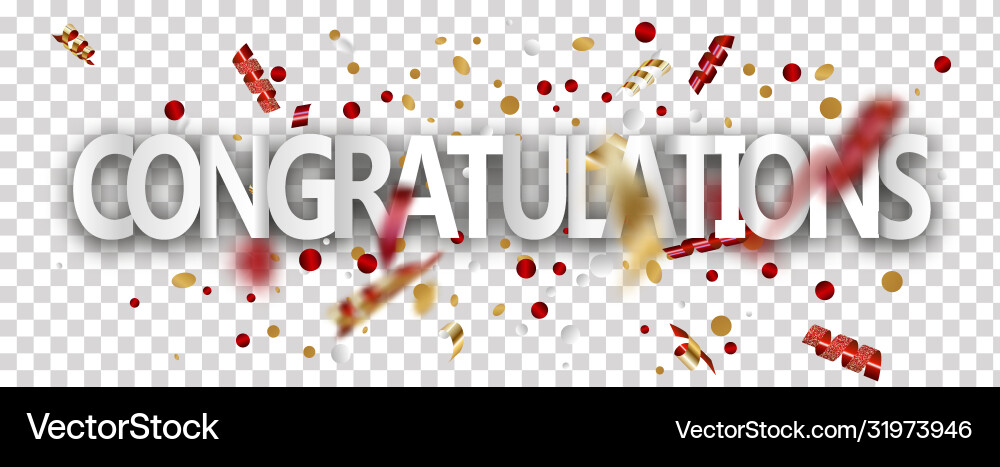 Congratulations paper banner with color confetti Vector Image