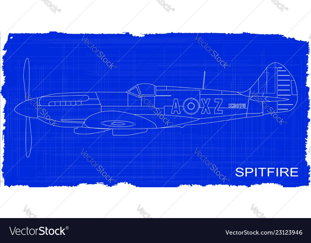 Fighter plane blueprint Royalty Free Vector Image