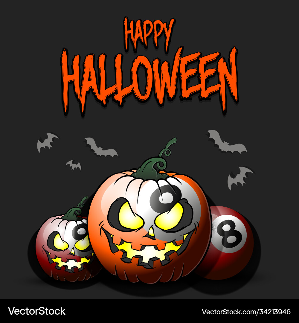 Happy halloween billiard ball pumpkin Royalty Free Vector