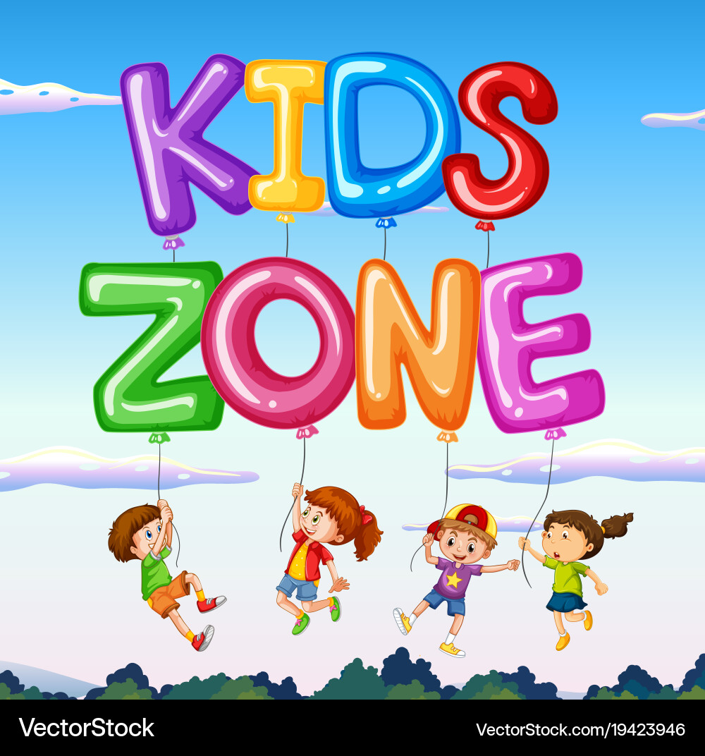 Kids zone with and balloon with sky Royalty Free Vector