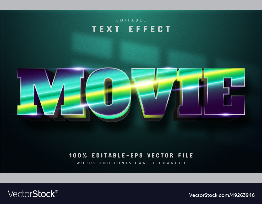 Movie text gradient effect editable Royalty Free Vector