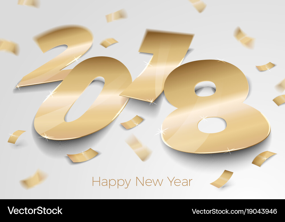 Realistic gold foil paper number 2018 Royalty Free Vector