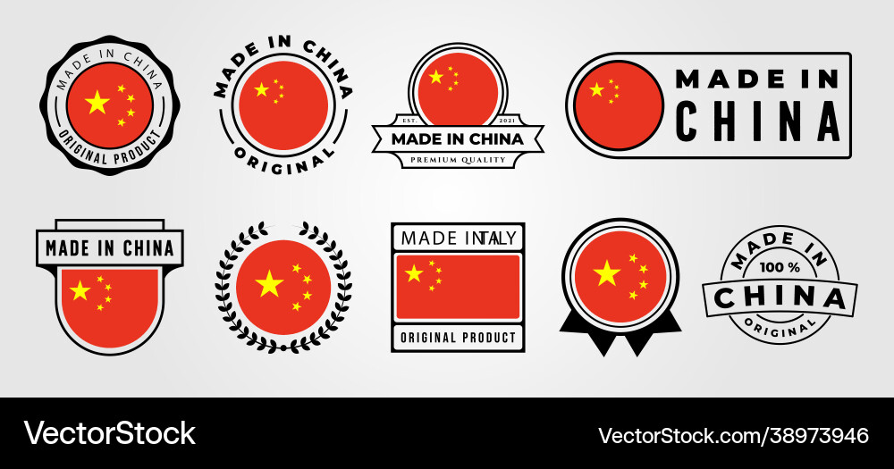 Set made in china symbol design china label Vector Image