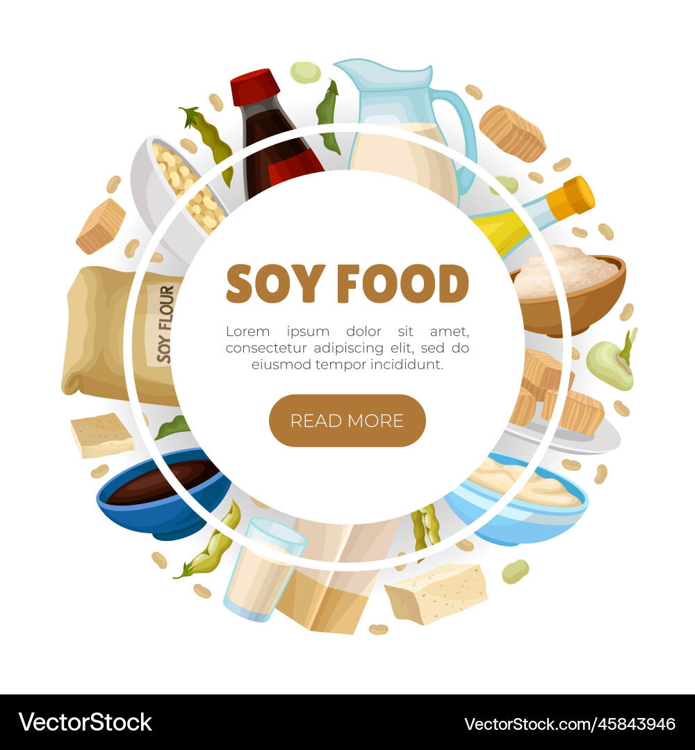 Soy food web banner template vegan protein Vector Image