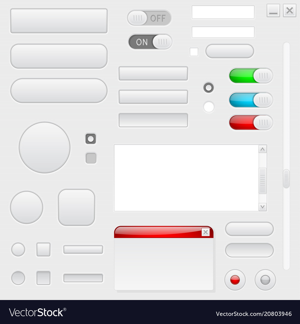 Web interface buttons set of 3d icons Royalty Free Vector