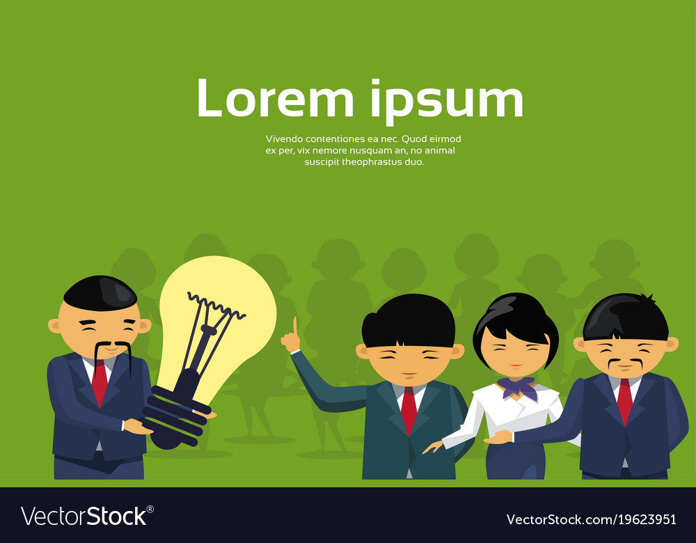 Asian business man leader giving light bulb Vector Image