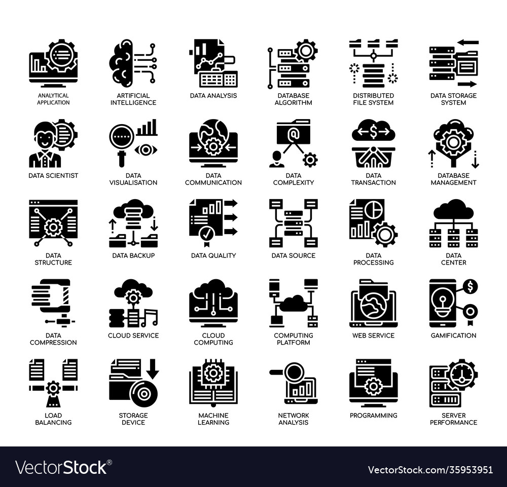 Big data thin line and pixel perfect icons Vector Image