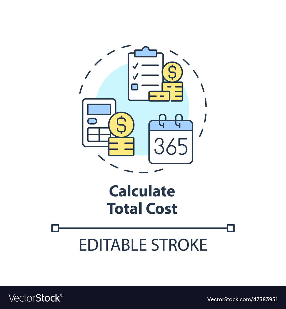 Calculate total cost concept icon Royalty Free Vector Image