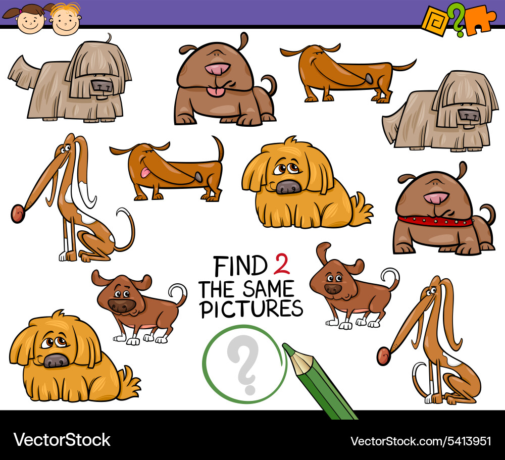 Find same picture game cartoon Royalty Free Vector Image