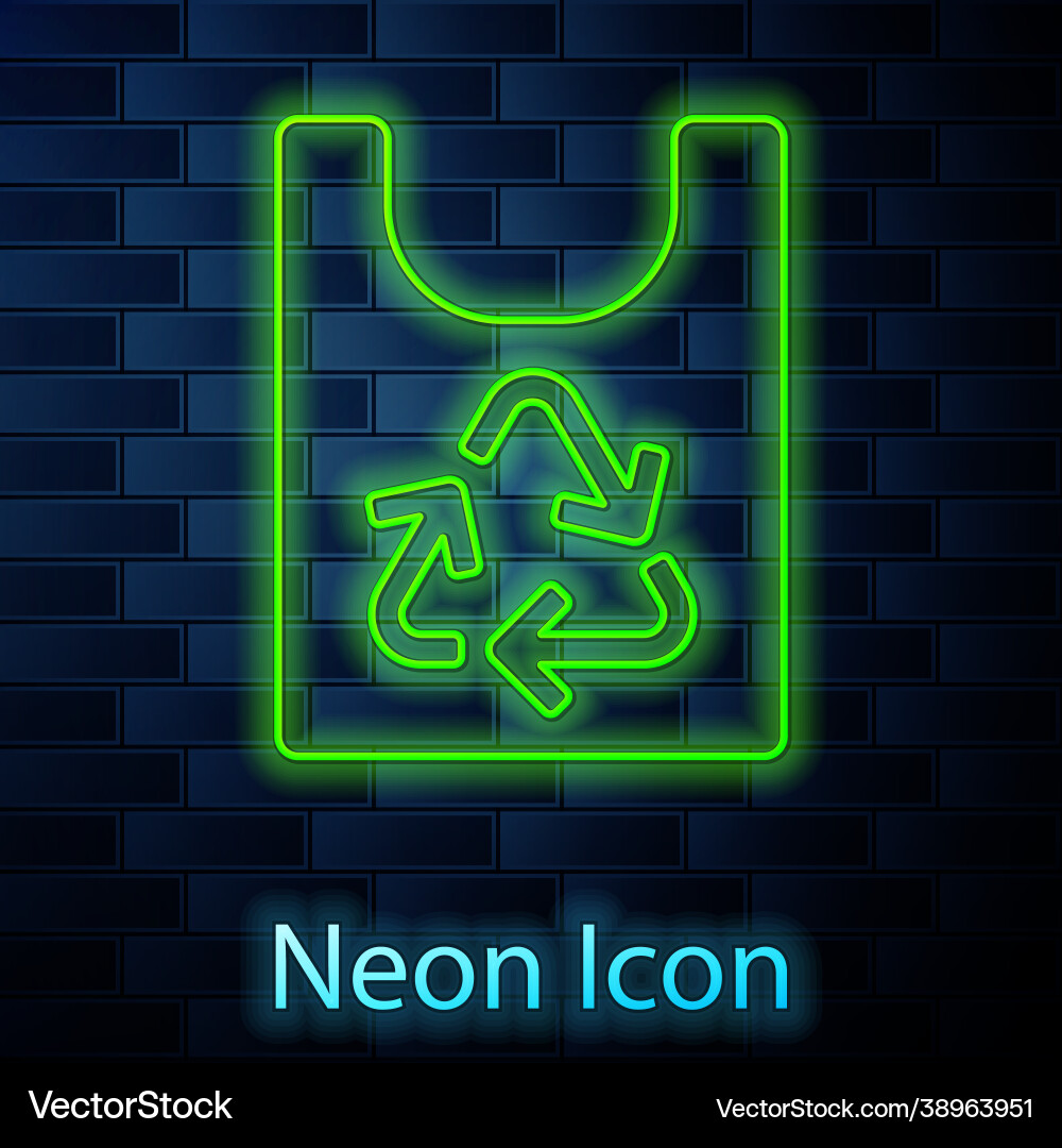 Glowing neon line plastic bag with recycle icon Vector Image