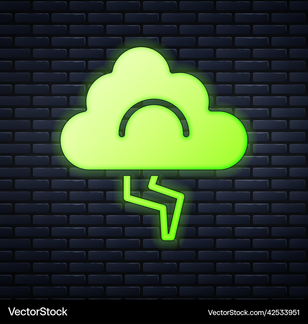 Glowing neon storm icon isolated on brick wall Vector Image