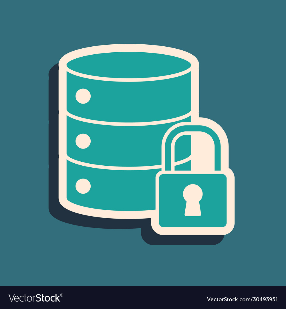 Green server security with closed padlock icon Vector Image