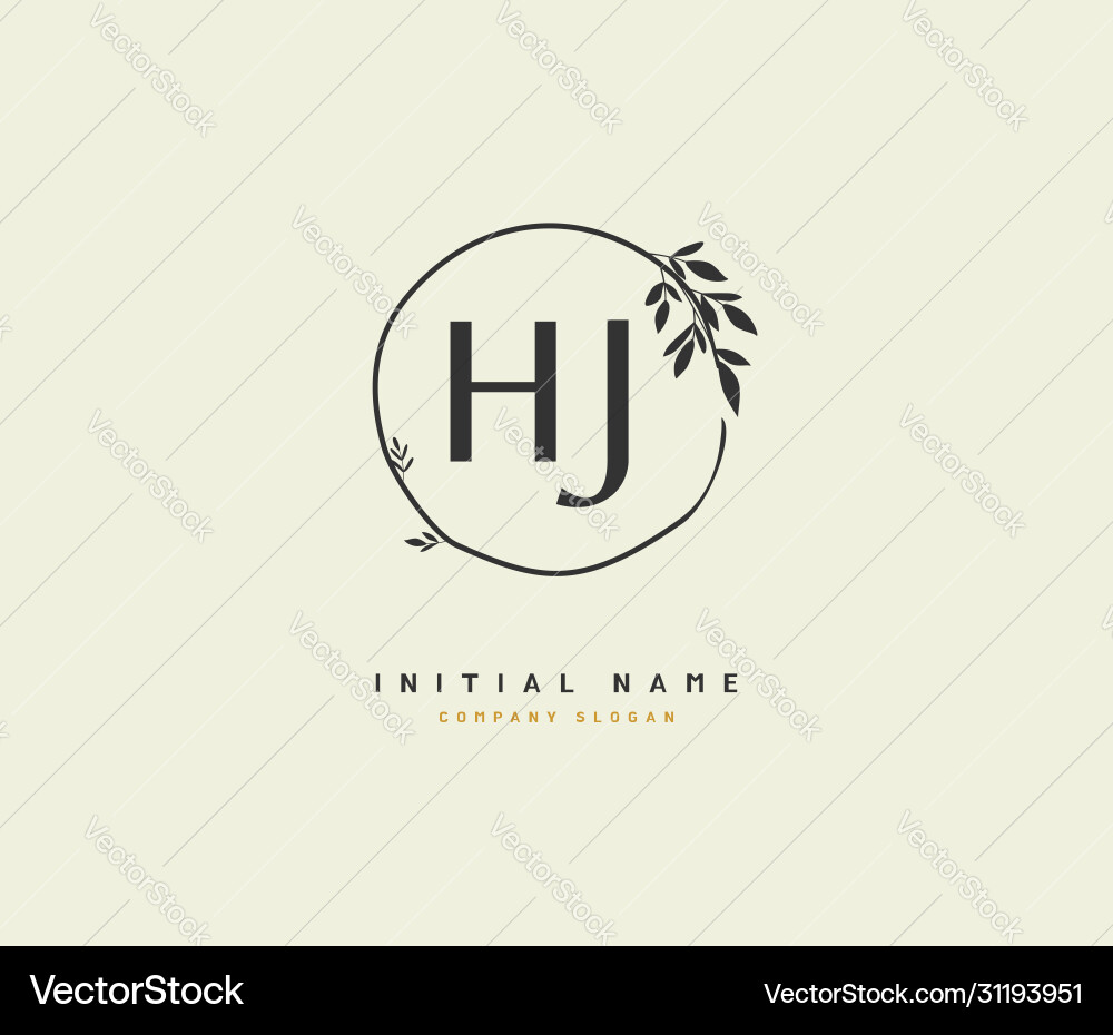 H j hj beauty initial logo handwriting Royalty Free Vector