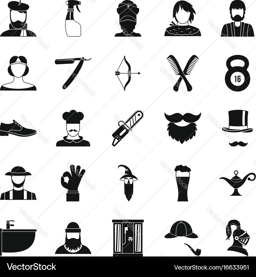 Haircuts icons set simple style Royalty Free Vector Image