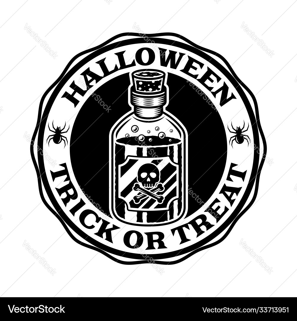 Halloween emblem with poison and spiders Vector Image