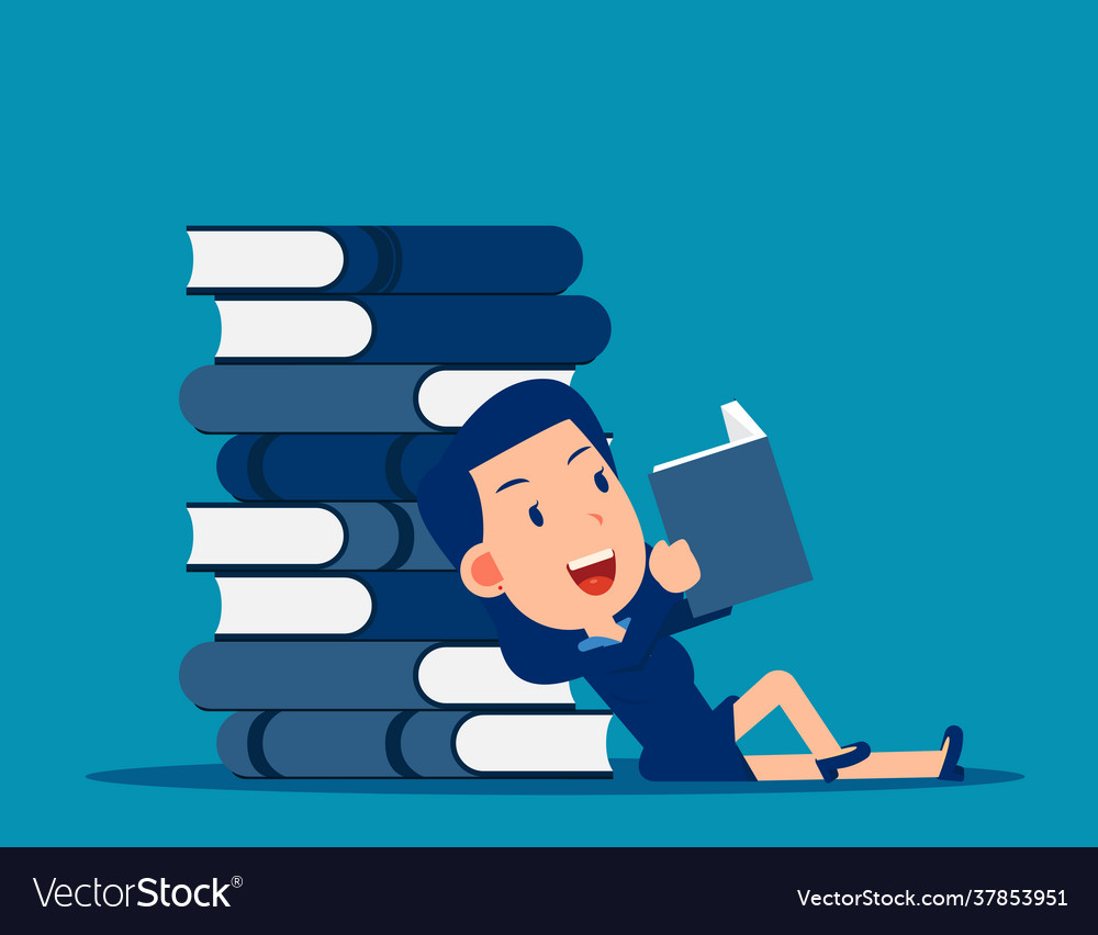 Huge stack books reading and learning concept Vector Image