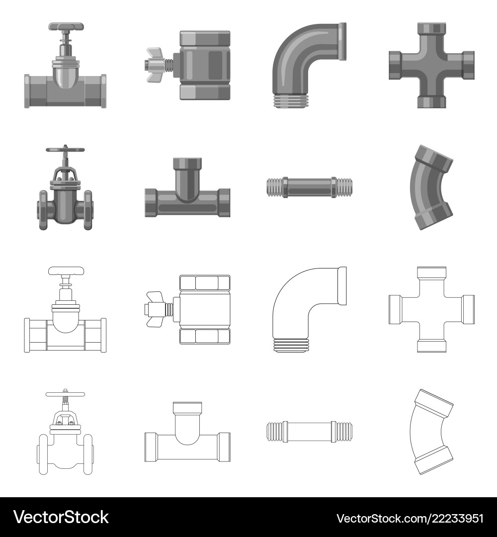 Pipe and tube symbol set Royalty Free Vector Image
