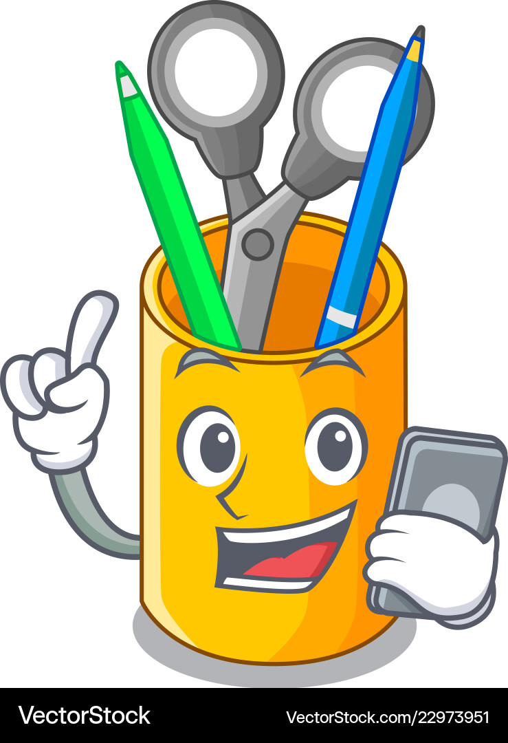 With phone organizer desktop top view cartoon Vector Image