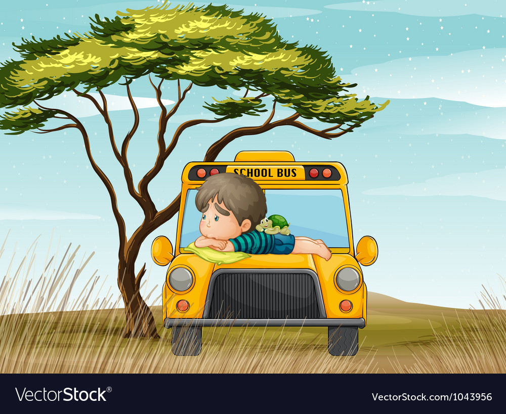 A school bus and boy Royalty Free Vector Image