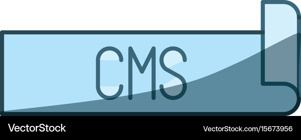 Blue shading silhouette label text of cms Vector Image