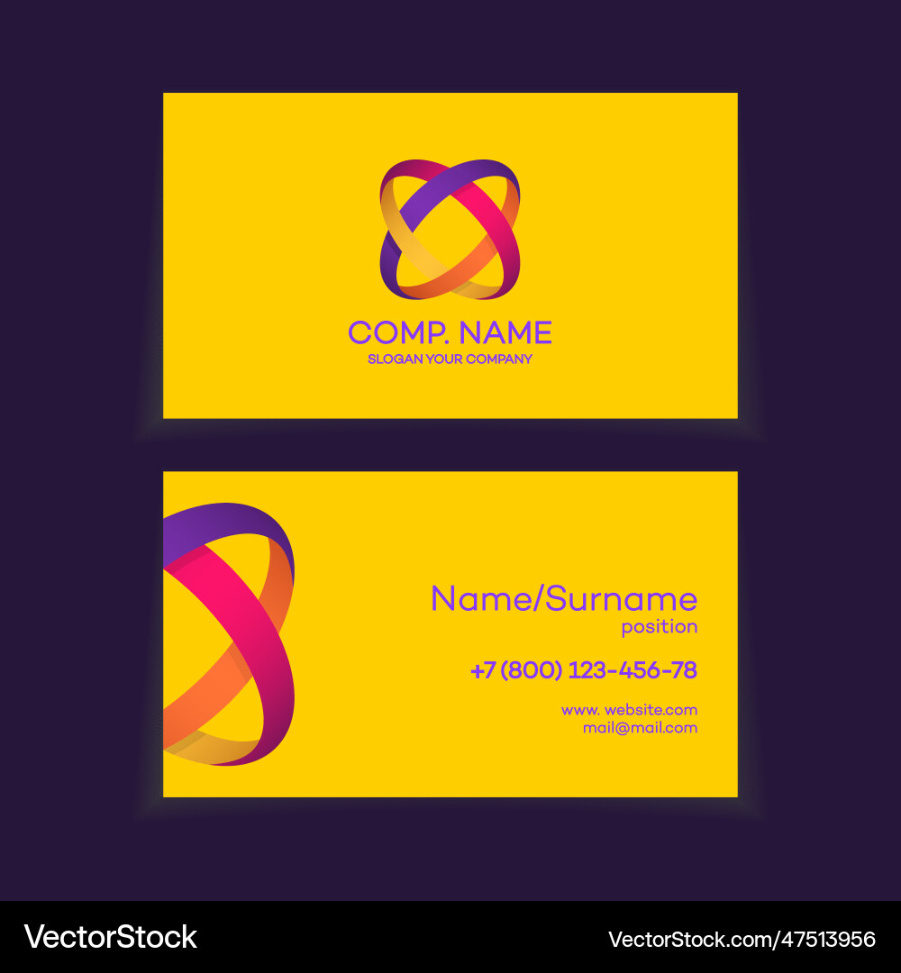 Business card template with two circle colorful Vector Image