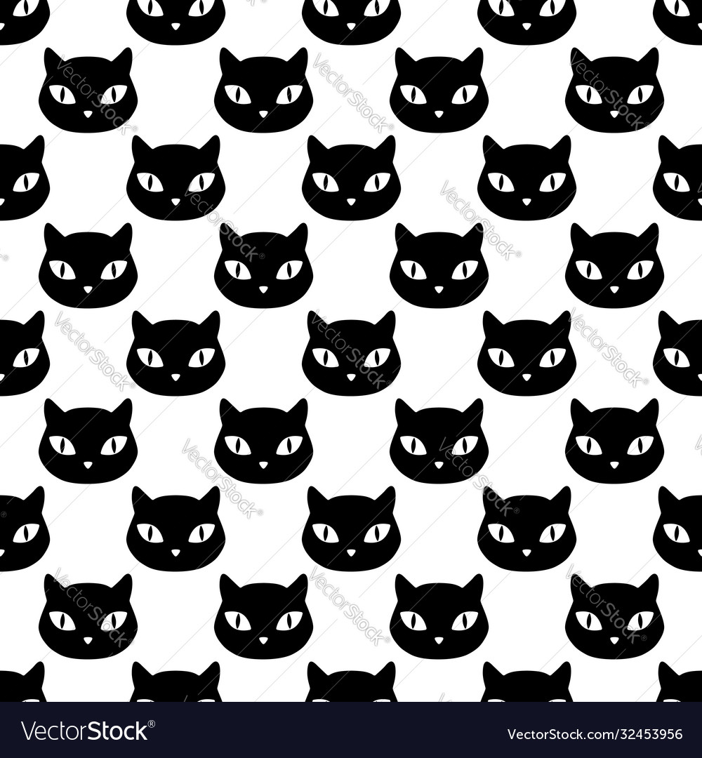Cat heads seamless pattern Royalty Free Vector Image