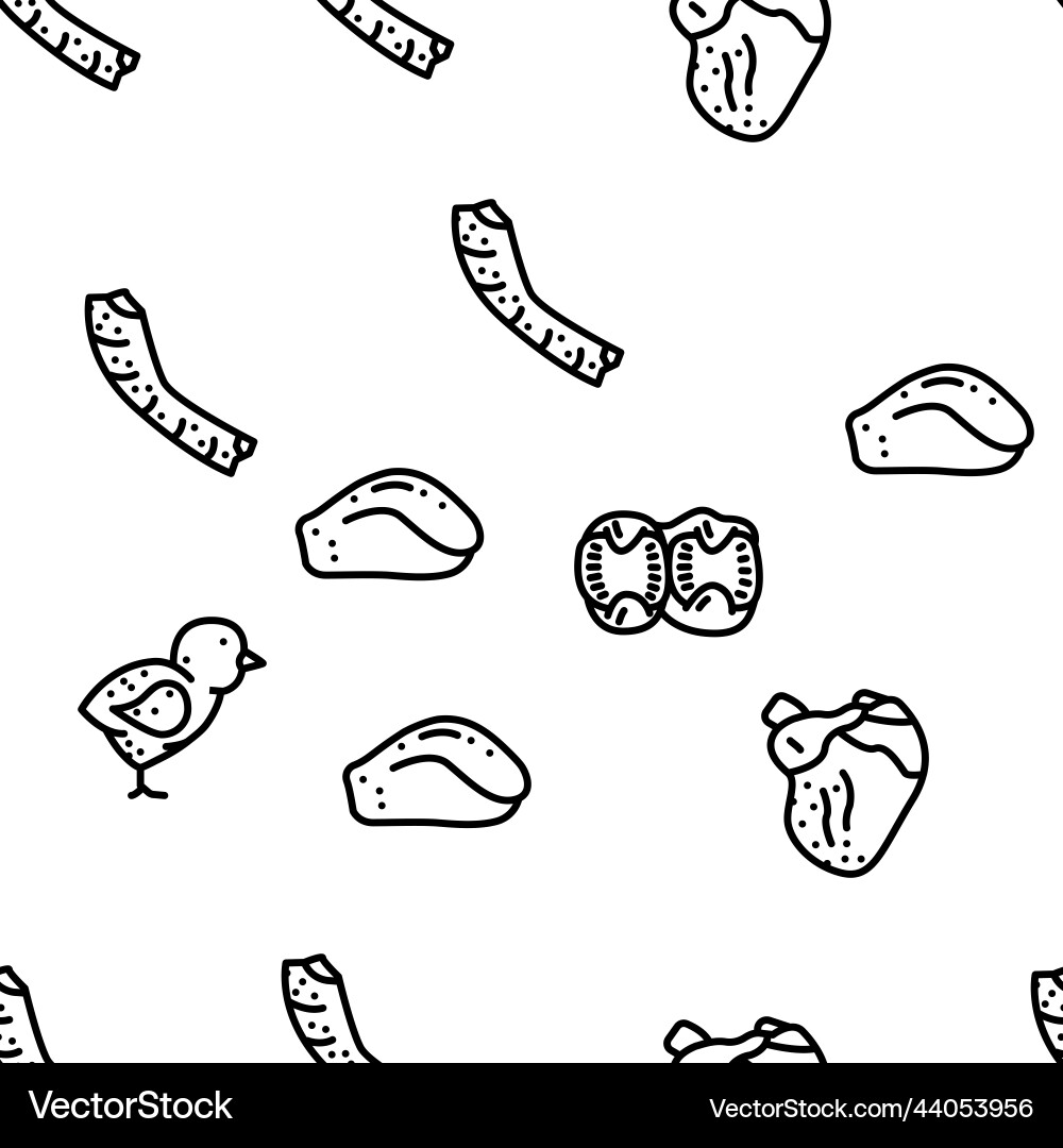 Chicken carcass meat and organs seamless Vector Image