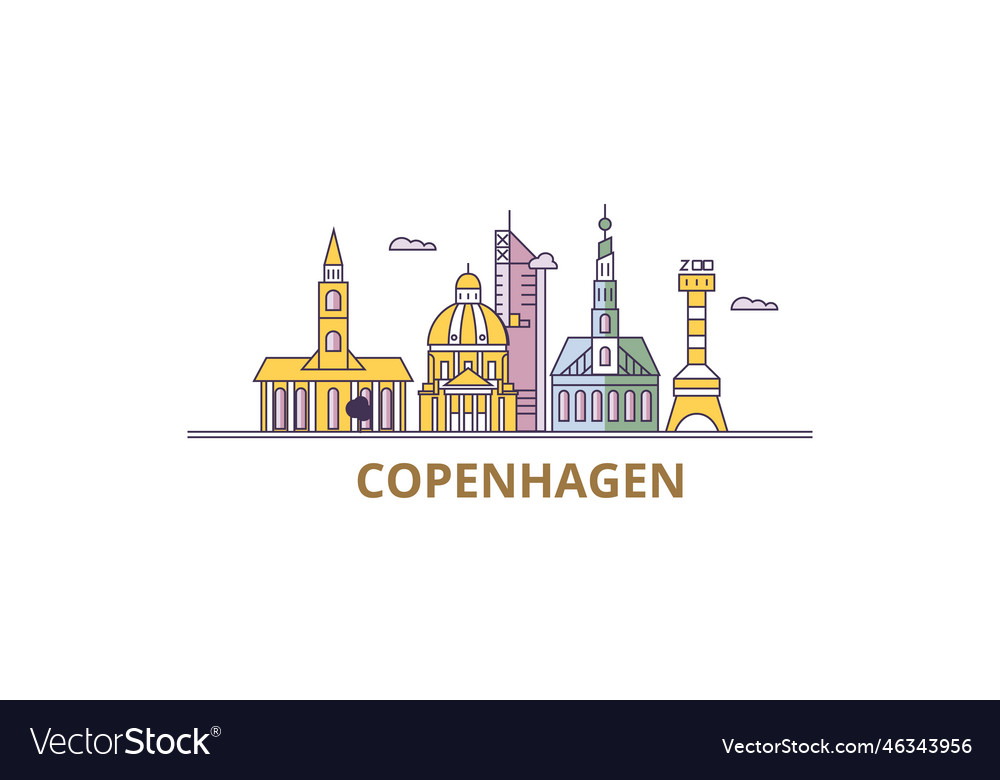 Denmark copenhagen city tourism landmarks Vector Image