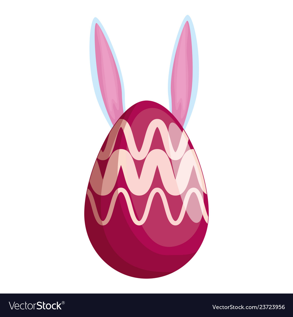 Egg painted with rabbit ears easter icon Vector Image