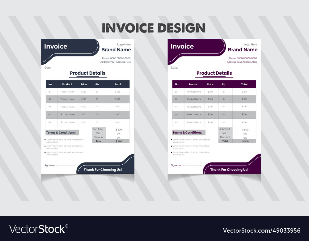 Invoice design Royalty Free Vector Image - VectorStock