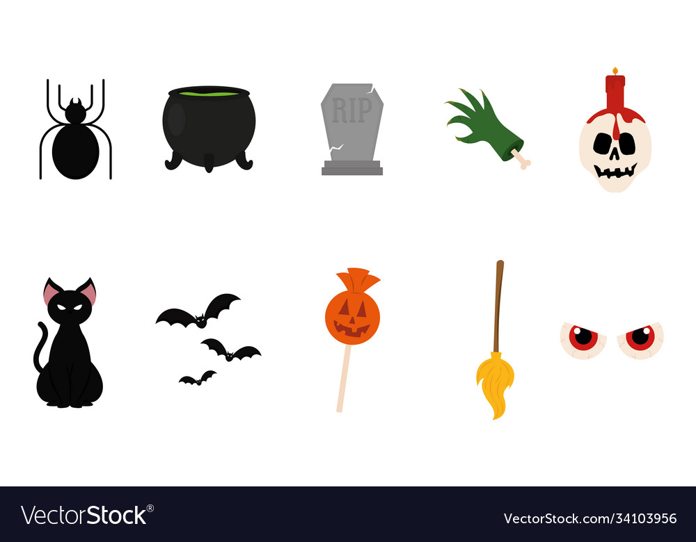 Isolated set scary objects Royalty Free Vector Image