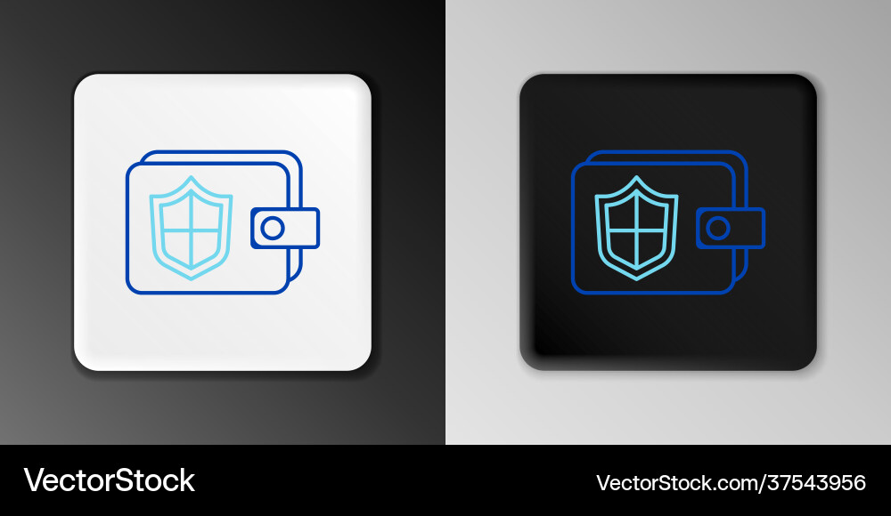 Line wallet and money with shield icon isolated Vector Image