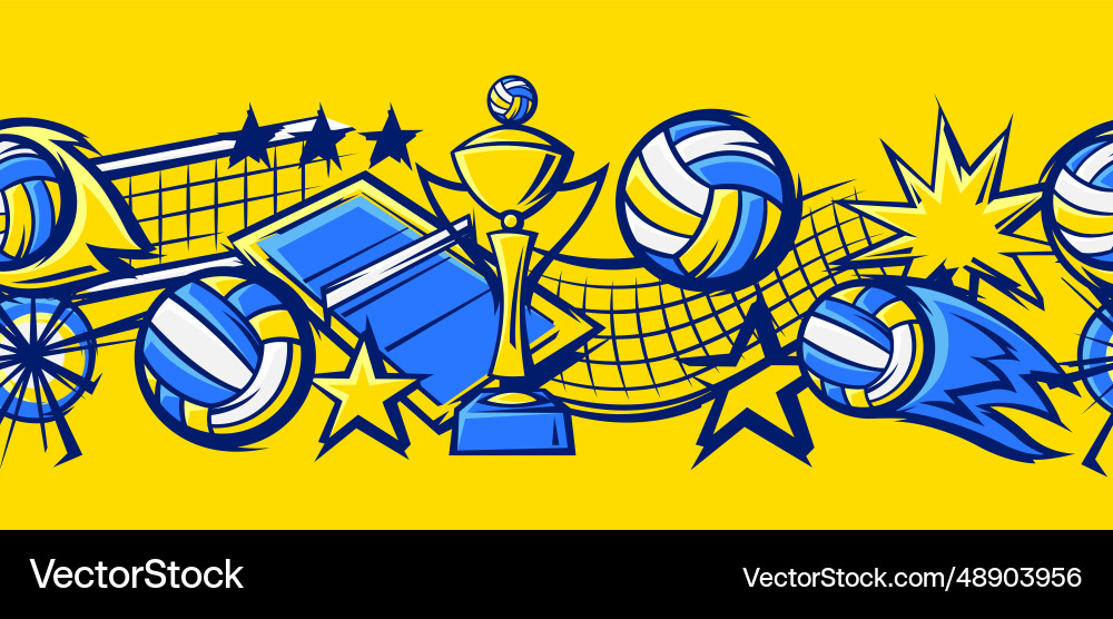 Pattern with volleyball items sport club Vector Image